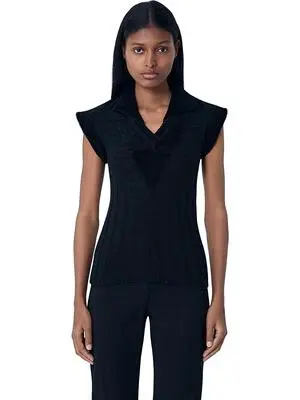 KIKO KOSTADINOV Quimby Knitted Polo Vest - Black