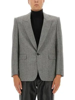 Saint Laurent Single-breasted Wool Flannel Jacket - Gray