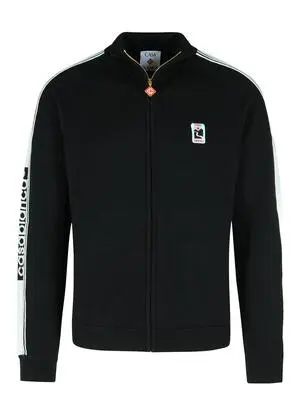 Casablanca Merino Wool Zip-up Sweatshirt With Logo Detail - Black