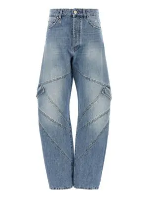 Amiri Barrel Silhouette Paneled Cargo Jeans - Blue