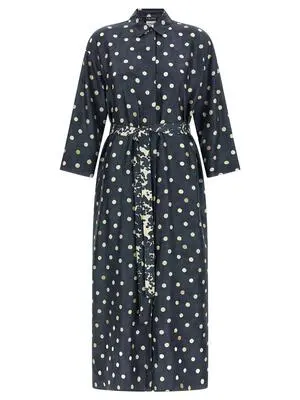 MAX MARA S Max Mara 'Smmleva' Silk Twill Polka Dot Midi Dress