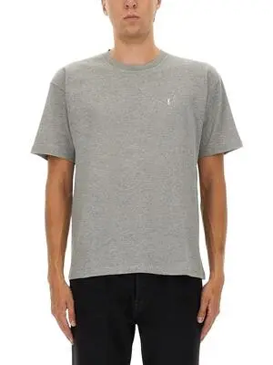Saint Laurent Saint Laurent Men Cassandras Tshirt With Logo Gray