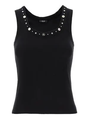 Versace Medusa Ribbed Tank Top - Black