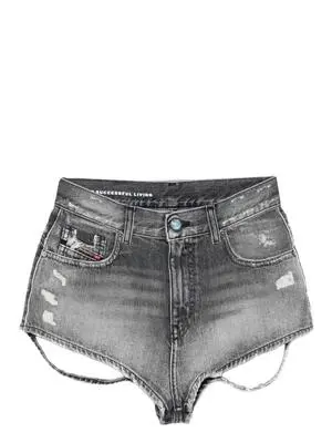 DIESEL® Distressed Denim Shorts With Frayed Hem - Gray