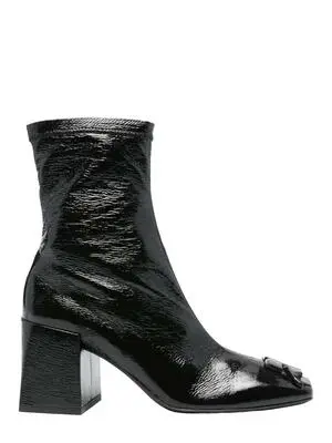 COURREGES COURREGES Black Calfskin Glossy Finish Boots With Logo Appliqué Black