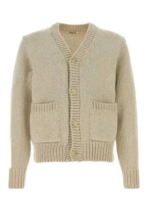 Auralee Sand Wool Blend Cardigan - Brown