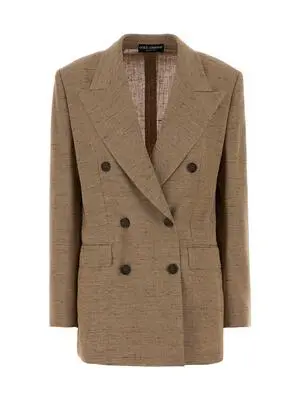 Dolce & Gabbana Biscuit Tweed Blazer - Brown