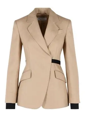 Max Mara Fionda Double-breasted Blazer In Pure Camel Linen - Cream