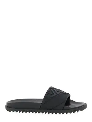 Fendi Diagonal Ff Logo Band Slides - Black