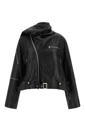 Rick Owens Cropped Scarf Flight Jacket - Black
