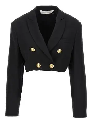 Palm Angels Double-breasted Cropped Blazer - Black