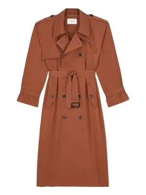 Saint Laurent Water-repellent Cotton And Silk Double-breasted Trench Coat - Brown