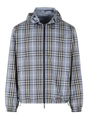 Burberry Newport Check' Reversible Hooded Jacket - Blue