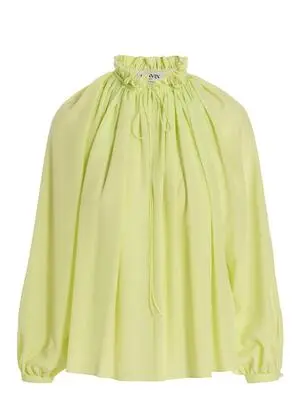 LANVIN Silk Blouse With Adjustable Drawstring - Yellow