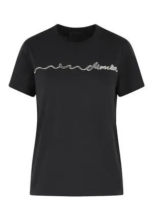 MONCLER Moncler Cotton T-Shirt With Contrast Print And Logo Patch