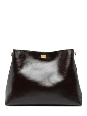 Dolce & Gabbana Shoulder Bag With Logo Plaque - Brown