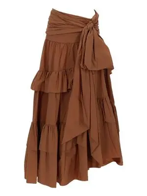 Chloé Ruffled Tiered Maxi Skirt - Brown