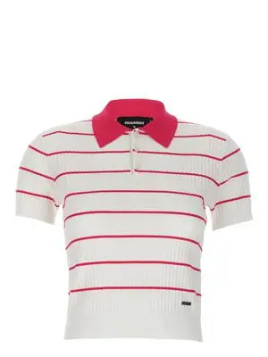 Dsquared2 Striped Ribbed Polo Shirt - Multicolor