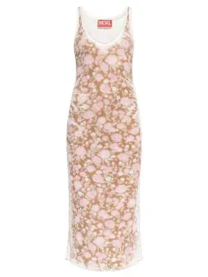 DIESEL® M-blom Floral Ribbed Midi Dress - Multicolor