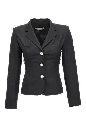 Alessandra Rich Single-breasted Lace-up Blazer - Black