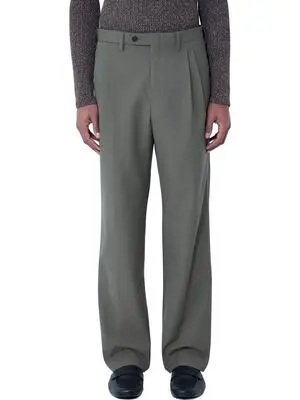 Prada Wide-leg Wool Blend Tailored Trousers - Green