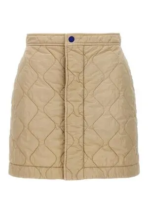 Burberry Quilted Nylon Skirt - Cream