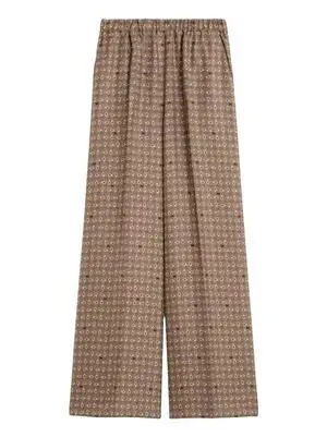 Max Mara Printed Silk Twill Wide-leg Pants - Brown