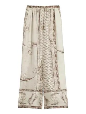 Max Mara Flowing Printed Silk Twill Pants - Multicolor