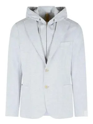 ELEVENTY ELEVENTY Grey Cotton Blend Blazer With Drawstring Hood