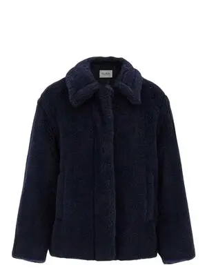 Max Mara Alpaca And Wool Teddy Fabric Coat - Blue