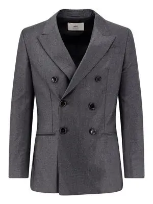 AMI Paris Double-breasted Virgin Wool Blazer - Multicolor