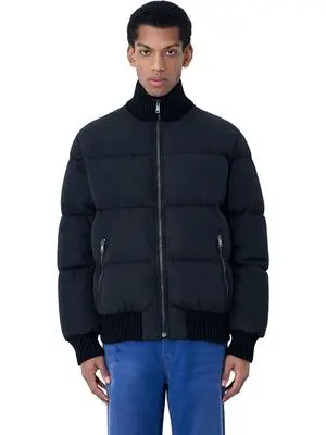 Prada High Neck Zip Up Puffer Jacket - Black