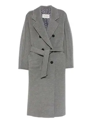 Max Mara MAX MARA Double-Breasted Belted Wool Coat Gray