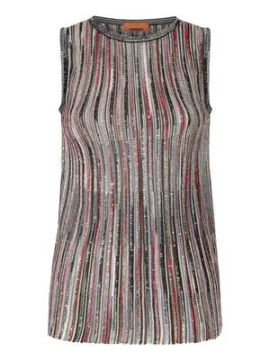 Missoni Missoni Sleeveless Sequin Embellished Striped Top Multicolor