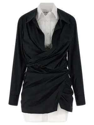 ATTICO THE ATTICO Double Layer Shirt Dress With Embroidered Logo