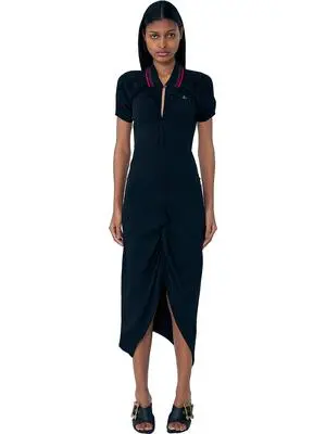 VIVIENNE WESTWOOD Collared Midi Dress With Ruched Front - Green