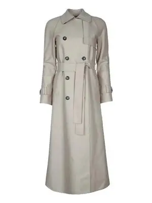 Harris Wharf London Long Raglan Trench Coat In Light Pressed Wool - Multicolor