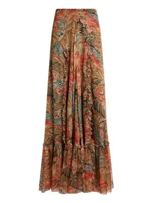 Etro ETRO Long Skirt With Paisley Pattern And Ruffled Details Multicolor