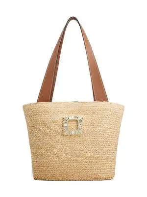 ROGER VIVIER Small Raffia Shopping Bag - Multicolor