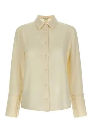 Max Mara Mxpvoliera Stretch Silk Crêpe De Chine Shirt - White
