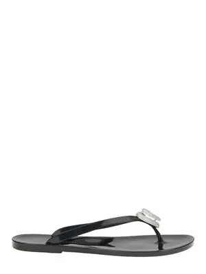 Mach & Mach Double Heart Embellished Thong Sandals - Black