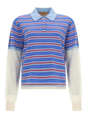 Guest In Residence GUEST IN RESIDENCE Layered Stripe Rugby Polo Shirt Blue