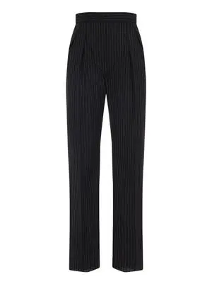 Max Mara Sesamo Pinstriped Virgin Wool Trousers - Black