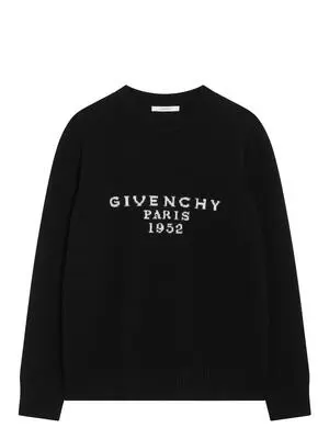 Givenchy Wool And Cashmere Crewneck Sweater With Contrast Logo - Black