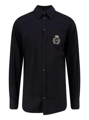 Dolce & Gabbana Cotton Shirt With Iconic Logo On The Front - Multicolor