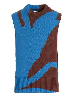 JIL SANDER Colorblock Cotton Knit Vest - Multicolor