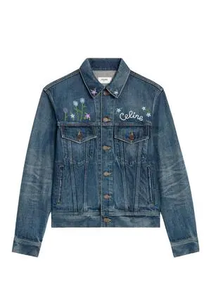 Celine Embroidered Denim Jacket - Blue
