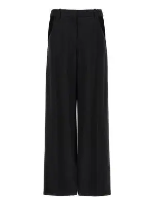 MUGLER Cut-out Detail Wide Leg Trousers - Black