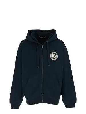 Dolce & Gabbana Cotton Hooded Sweatshirt With Logo Patch - Multicolor