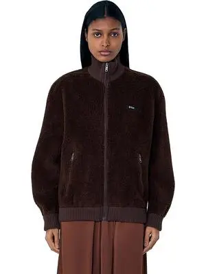 Prada High-neck Fleece Jacket - Brown
